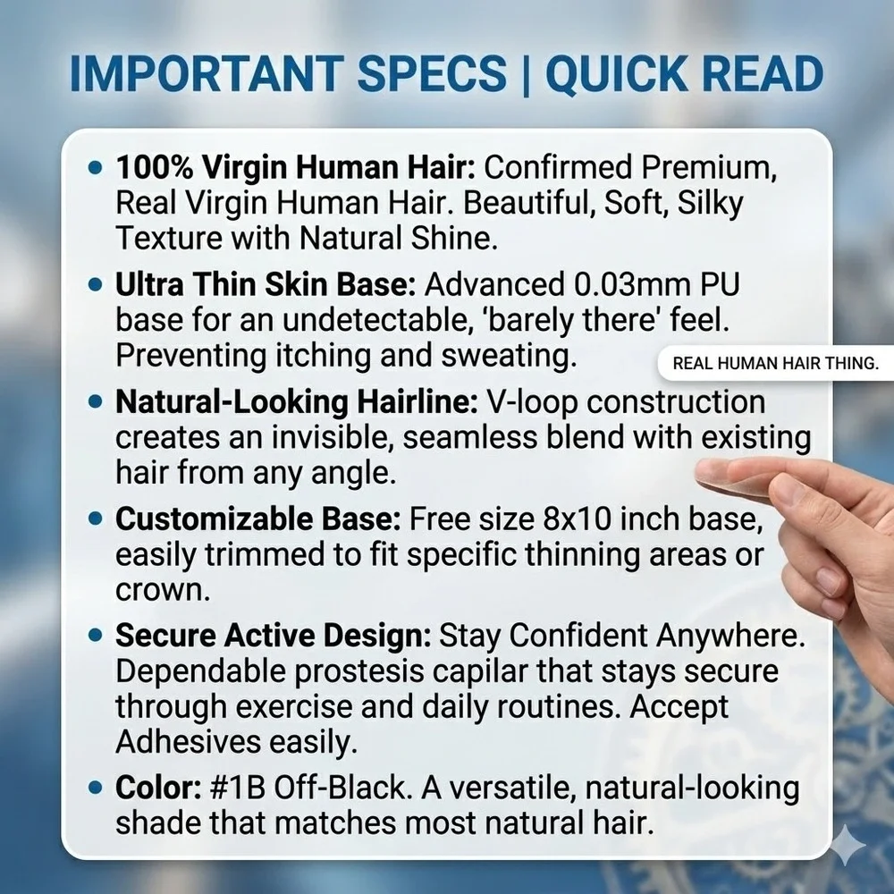 The Unbranded Brand | Hair | Mens Toupee 03mm Ultra Thin Pu Skin Real ...